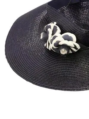 Vintage Floral Appliqué Wide Brim Hat