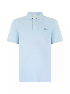Gant Logo-embroidered Short-sleeve Polo Shirt - Blue