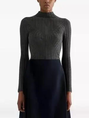 JIL SANDER High-neck Ribbed Sweater - Grey