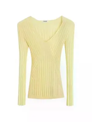 JIL SANDER Ribbed V-neck Top