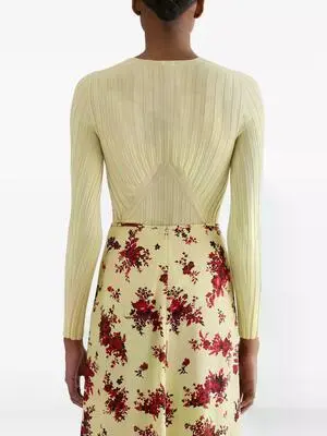 JIL SANDER Ribbed V-neck Top - Yellow