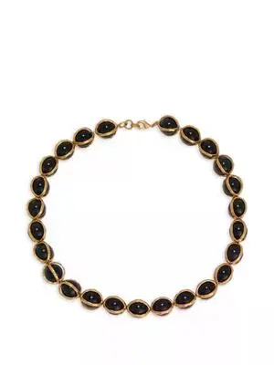 JIL SANDER Onyx Embellished Brass Necklace - Black