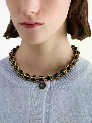JIL SANDER Onyx Embellished Brass Necklace