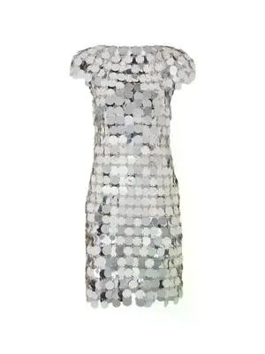 Rabanne Sparkle Disc Mini Dress - Silver
