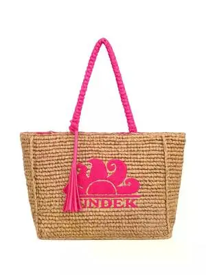 Sundek Logo Embroidered Tassel Detail Tote Bag - Neutrals