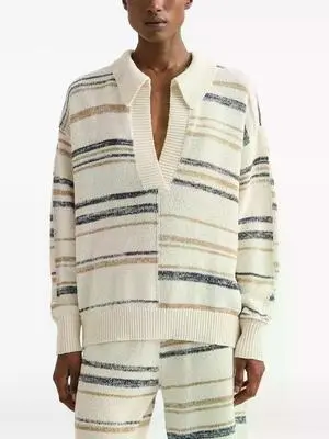 TWP Stripe Intarsia V-neck Sweater - Neutrals