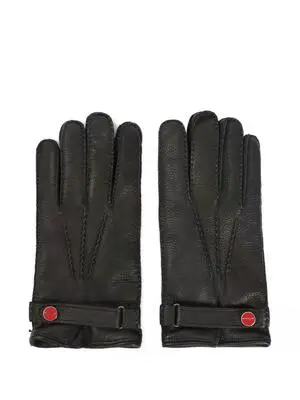 Kiton Logo Plaque Leather Gloves - Black