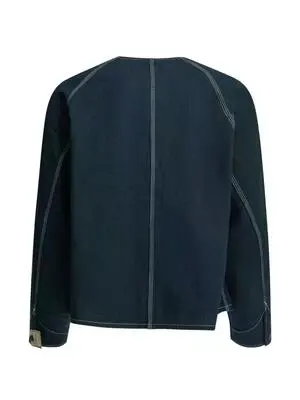 BEAMS Contrast-stitch Collarless Jacket
