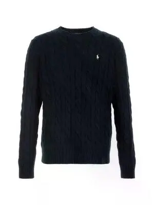 Polo Ralph Lauren Embroidered Logo Cable Knit Crew Neck Sweater