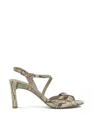 DEL CARLO Snakeskin-effect Buckle Sandals - Neutrals
