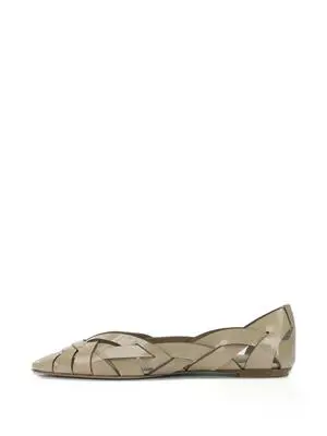 DEL CARLO Interwoven Pointed-toe Ballet Flats
