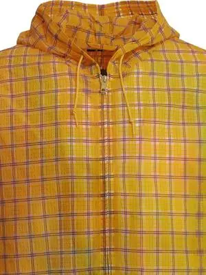 BEAMS Check-print Hooded Coat