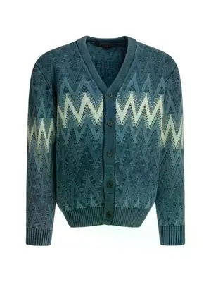BEAMS Chevron Knit Cotton Cardigan