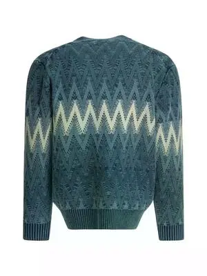 BEAMS Chevron Knit Cotton Cardigan