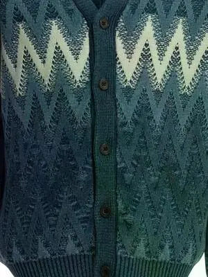 BEAMS Chevron Knit Cotton Cardigan