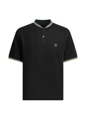 Needles Butterfly-embroidered Tipped Polo Shirt - Black