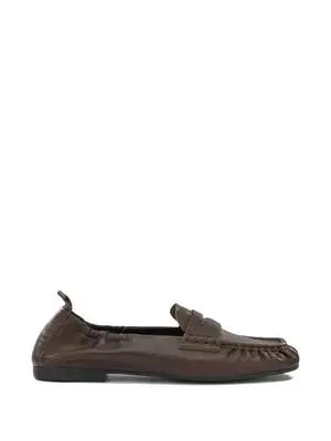 SUMMERY COPENHAGEN Ruched Leather Loafers - Brown