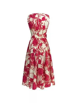 Samantha Sung Abelia Floral-print Belted Midi Dress