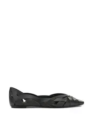 DEL CARLO Interwoven Pointed-toe Ballet Flats