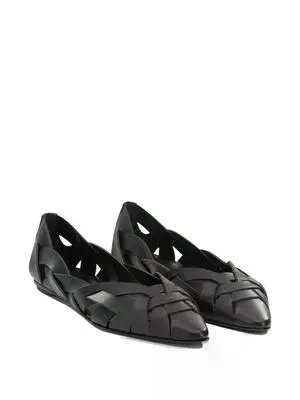 DEL CARLO Interwoven Pointed-toe Ballet Flats