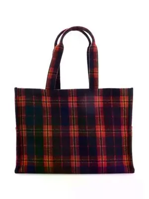 Celine Cabas Thais Tartan Wool Large Tote Bag - Blue