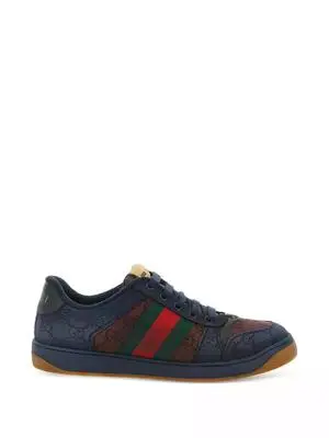 Gucci Screener Gg Lace-up Cotton Sneakers - Blue