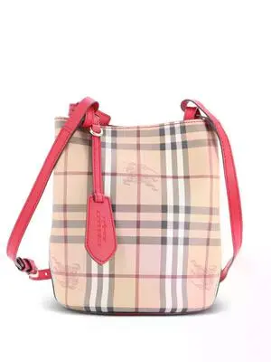 Burberry Lorne Haymarket Coated Canvas Small Bucket Bag - Neutrals