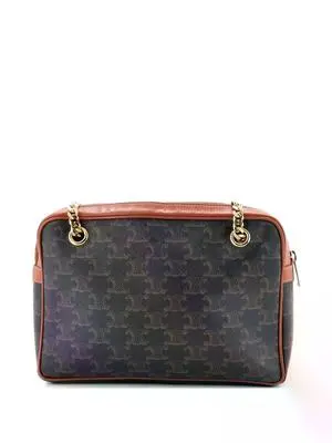 Celine Patapans Bag Triomphe Coated Canvas Small Shoulder Bag - Brown