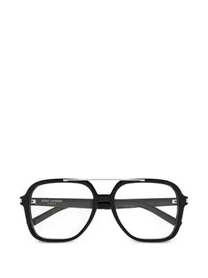 Saint Laurent Double-bridge Pilot-frame Glasses - Black