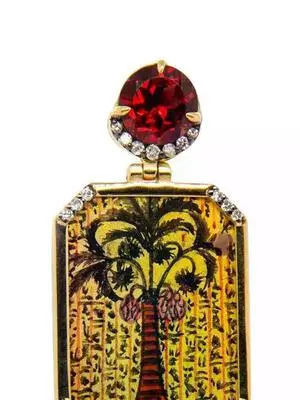SILVIA FURMANOVICH Egypt Miniature Painting Diamond And Garnet Drop Earrings