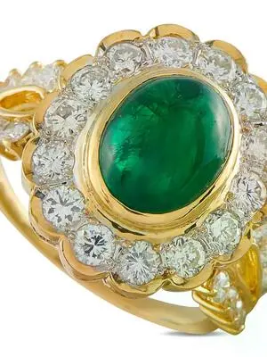 LB EXCLUSIVE Emerald And Diamond Ring In 18k Yellow