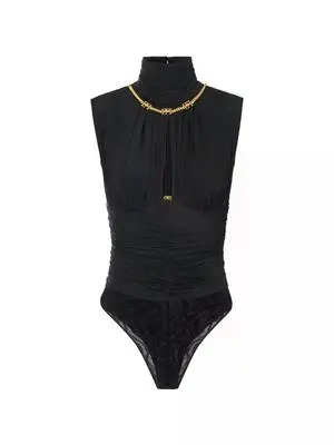 Elisabetta Franchi Draped Jewel-detail Bodysuit - Black
