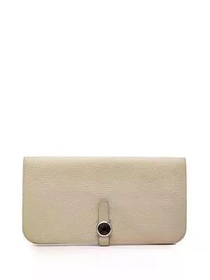 Hermès 2016 Togo Dogon Duo Wallet Gm Long Wallets - White