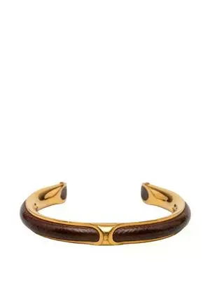 Hermès Gold Plated And Leather Cuff Bracelet - Red