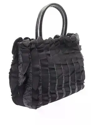 Prada Vernice And Tessuto Ruffle Tote Bag