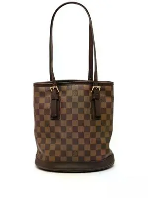 LOUIS VUITTON Damier Ebene Marais Bucket Bag - Brown