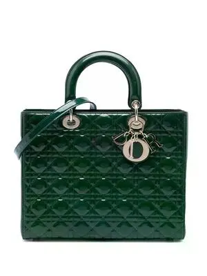 Dior Patent Cannage Lady Satchel - Green