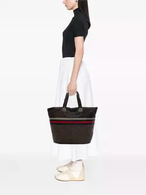 Gucci Diamante Nylon Web Tote Bag - Brown