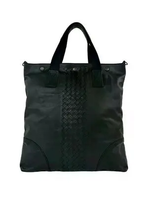 Bottega Veneta Intrecciato Convertible Tote Satchel - Black