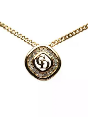 Dior Plated Crystal Cd Diamond Pendant Necklace - Gold