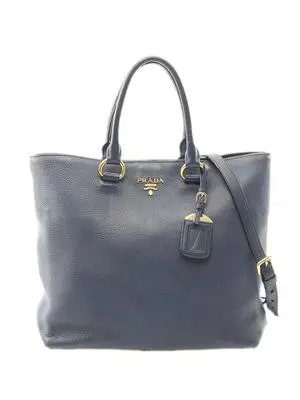 Prada Vitello Daino Convertible Tote Satchel - Grey