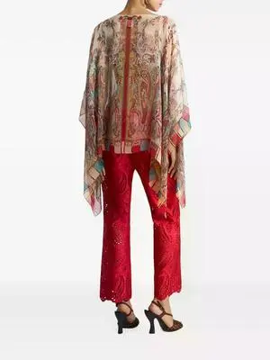 Etro Paisley Silk Poncho - Neutrals