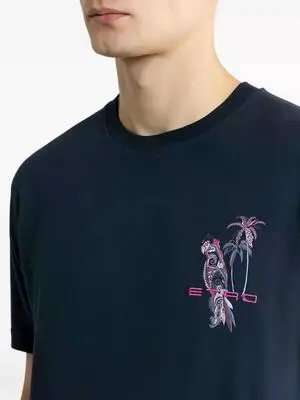 Etro Cotton Jersey T-shirt With Parrot Embroidery