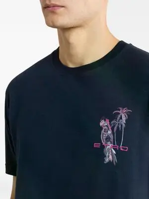 Etro Cotton Jersey T-shirt With Parrot Embroidery