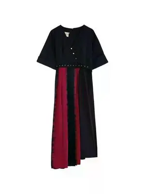 LOVEBIRDS Shogun Knife-pleated Midi Dress - Black