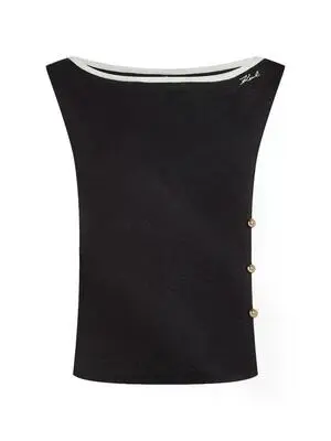 Karl Lagerfeld Signature Logo Top - Black