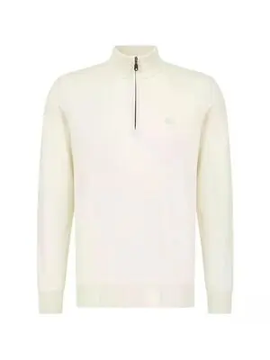 Etro Quarter-zip Embroidered Logo Sweater - Neutrals