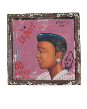 Botanical Boys Vintage African Barber Sign One Three Eight Two - Pink