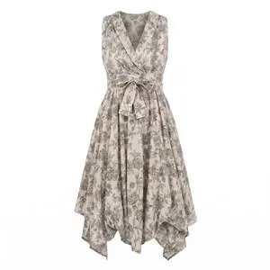 ATOM LABEL V-neck Floral Print Sleeveless Midi Dress
