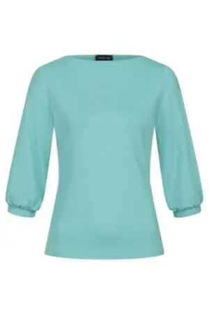 MARIANNA DÉRI Boat Neckline Top With 3/4 Sleeves - Green